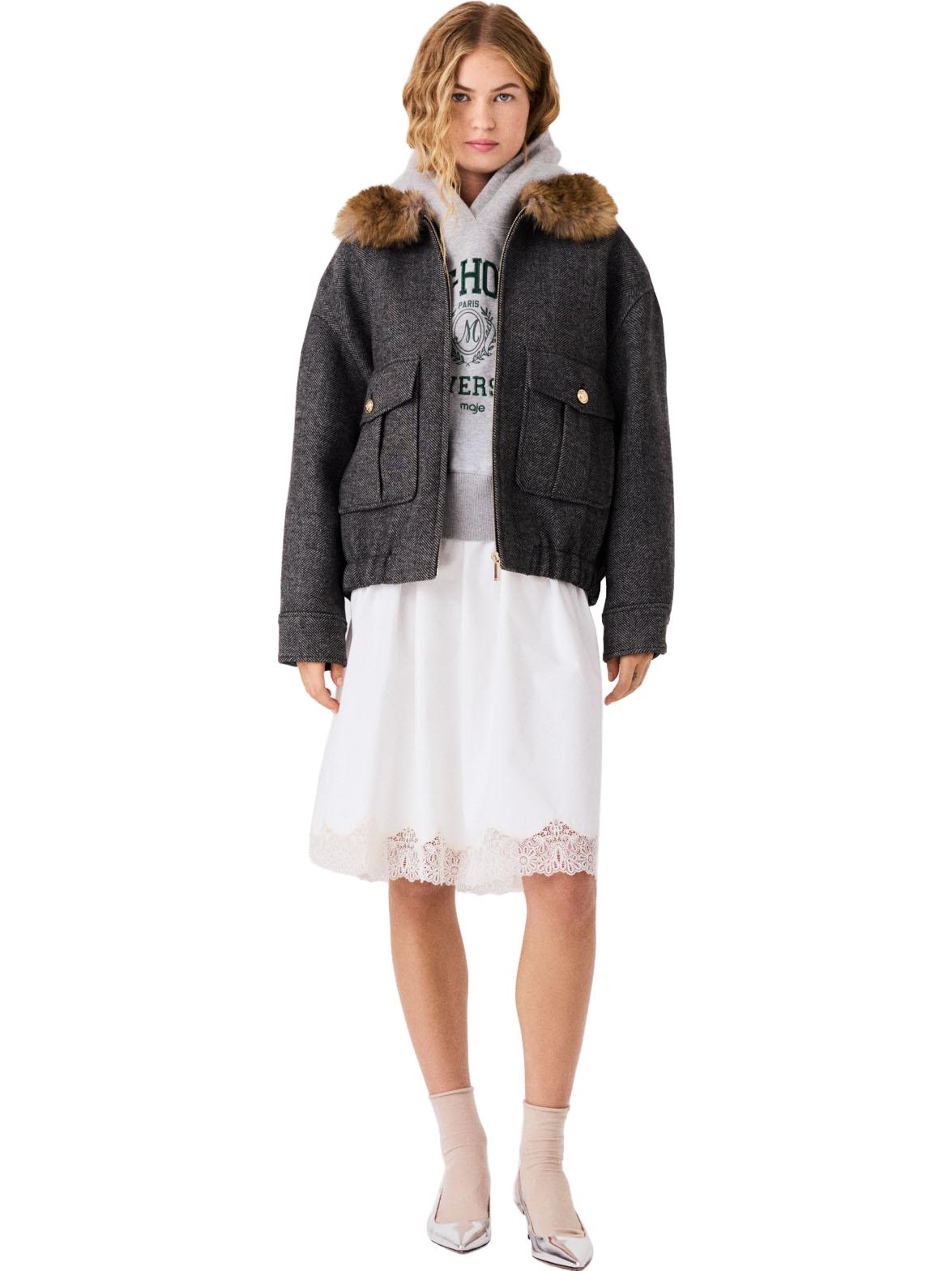 MAJE MAJE Oversized Herringbone Wool Jacket